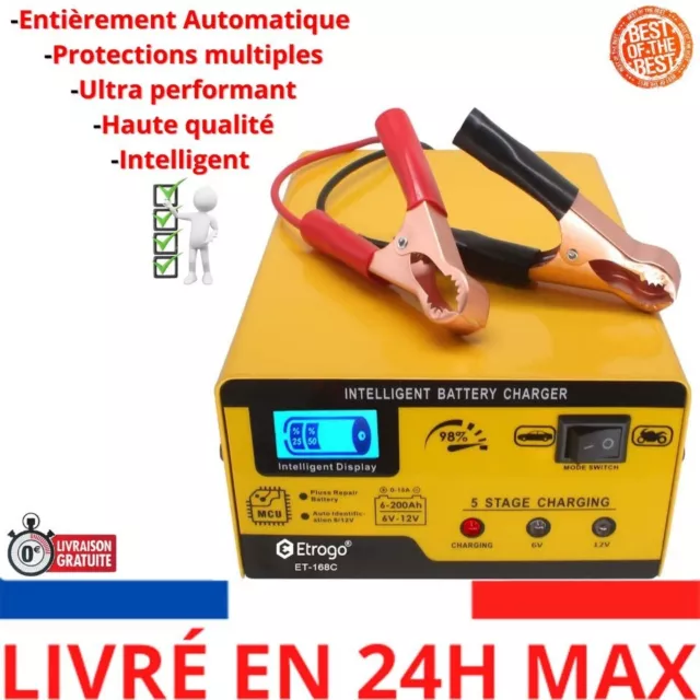 ETROGO CHARGEUR DE Batterie 12V 6V 1A-15A Intelligent Entièrement ... ETROGO CHARGEUR DE Batterie 12V 6V 1A-15A Intelligent Entièrement ...