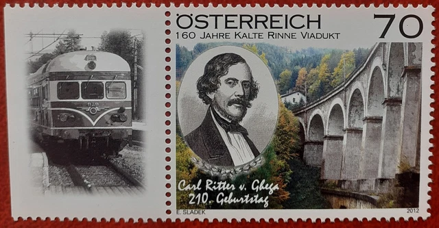 BRIEFMARKEN ÖSTERREICH KALTE Rinne Viadukt Carl Ritter von Ghega ...