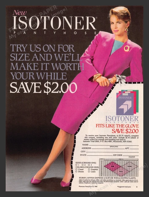 ISOTONER PANTYHOSE POWER Suit Woman 1980s Print Advertisement Ad 1986 £ ...