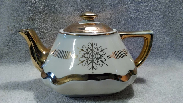 HALL COFFEE-TEA POT 6 Cup 017.8 GL Made In U.S.A. Gold and Cream ...
