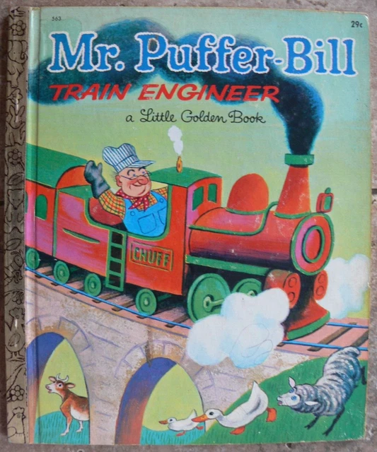 VINTAGE LITTLE GOLDEN Book ~ MR. PUFFER-BILL TRAIN ENGINEER ~ "A" 1st ...