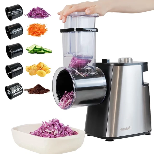 ANATOLE ELECTRIC CHEESE Grater Stainless Steel Vegetable Shredder 250W ...