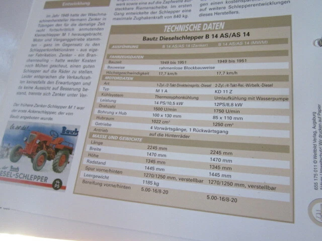 TRAKTOR ARCHIV BAUTZ 01 Dieselschlepper B 14 AS (AS 14) 1949 EUR 4,74 ...