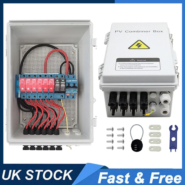 1000V DC SOLAR PV Combiner Box Connection Box Circuit Breaker 15A Fuse ...