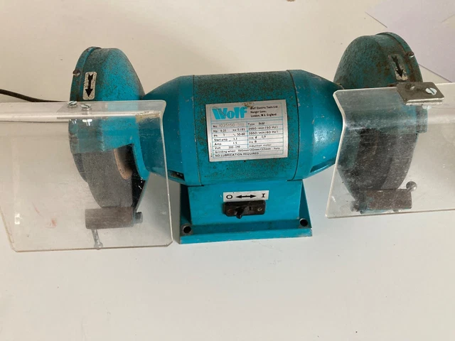 WOLF BENCH GRINDER 8681 -single phase, complete with original safety ...