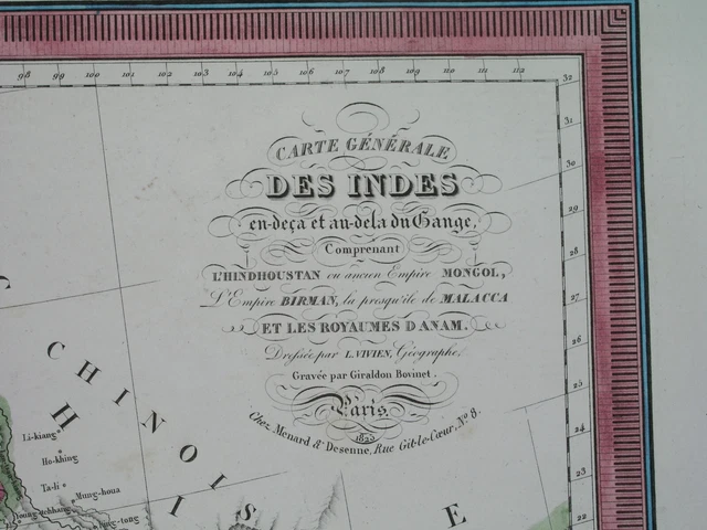 1825 ORIGINAL MAP Thailand Siam Vietnam Singapore Laos Malaysia ...