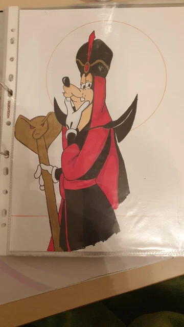 DISNEY GOOFY AS Aladdin Jafar Sketch A4 Disneyland £1.50 - PicClick UK
