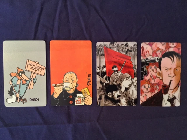 TARDI 4 CARTES ex-libris Horizon BD N° 0, 16, 34, 37 collector signées ...