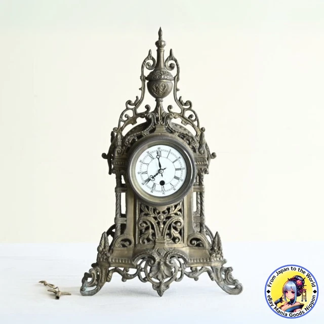 VINTAGE TABLE BRASS Clock Spring Mechanical Mantel Clock Ornament $528. ...