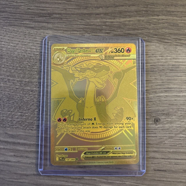 GOLD MEGA CHARIZARD X EX 130/094 Phantasmal Flames English Pokémon MINT ...