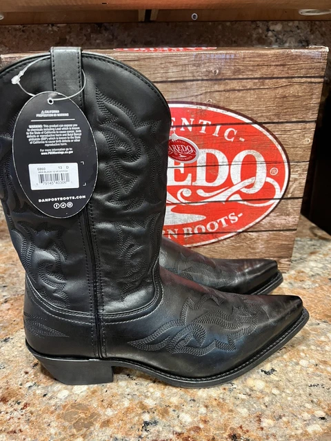 LAREDO 6860 COWBOY Boots Mens 13D Black Hawk Snip Toe Stitched Western ...