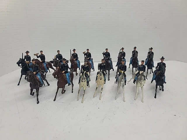 16 BRITAINS ACW Civil War Union Cavalry Hollow Cast Lead Painted ...