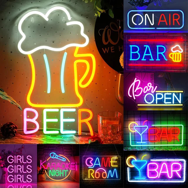 DIMMABLE LARGE LED Neon Signs Lights Beer BAR Karaoke Bar Neon Light ...
