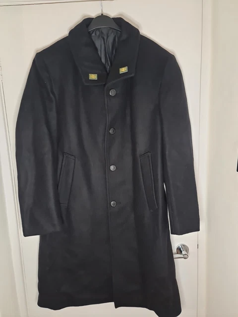 COLLECTIBLE BRITISH RAIL Uniform Wool Over Coat Rare Full Length Pea ...