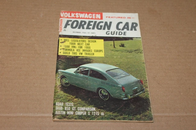 VINTAGE FOREIGN CAR Guide Dec.1965 Volkswagen Issue Small Pocket Cars ...