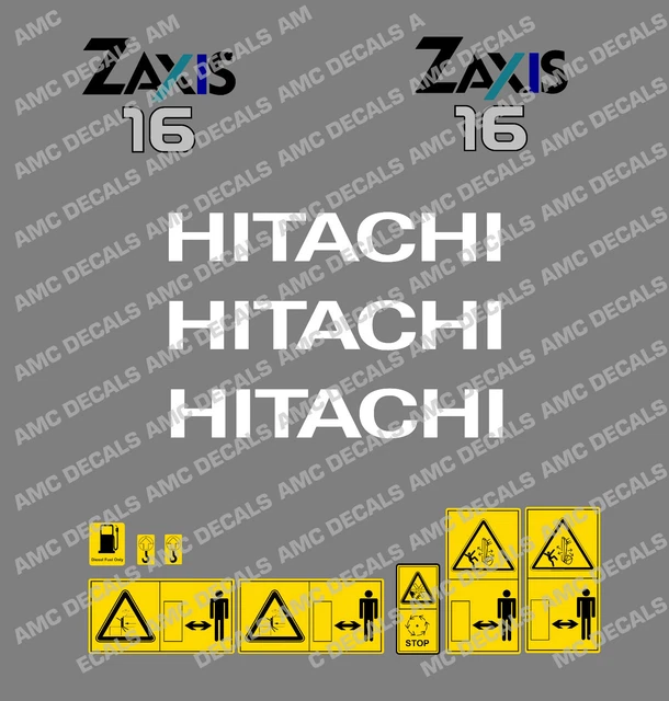 HITACHI ZAXIS 16 Mini Digger Decal Set avec Sécurité Avertissement ...