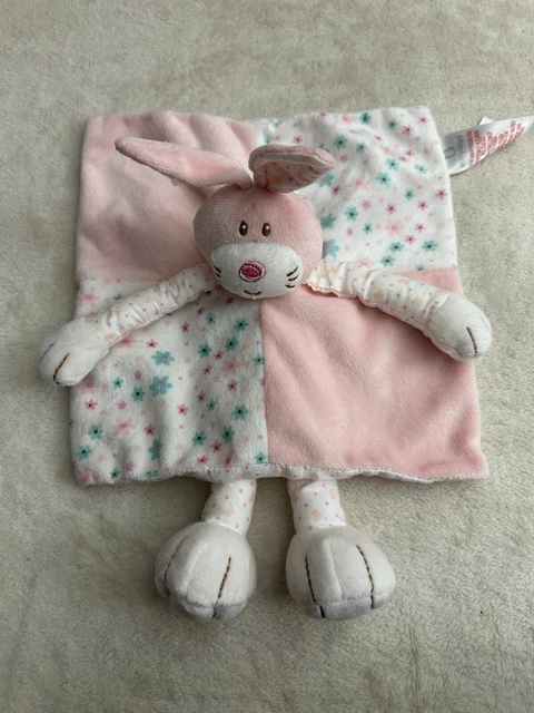 EARLY DAYS PRIMARK pink floral bunny soft toy comforter blankie blanket ...
