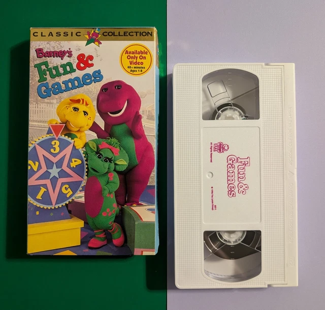 BARNEY - BARNEY'S Fun & Games (1996 VHS) Classic Collection BJ Baby Bop ...