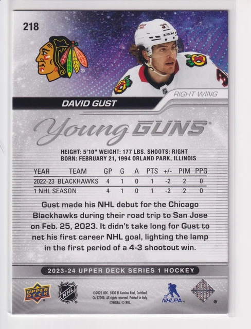 2023-24 DAVID GUST UPPER DECK SERIES 1 YOUNG GUNS Deluxe /250 RC #218 ...