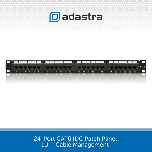 PATCH PANEL CAT6 24 Port RJ45 Gigabit Ethernet 19" Inch Rack Mount 1U ...