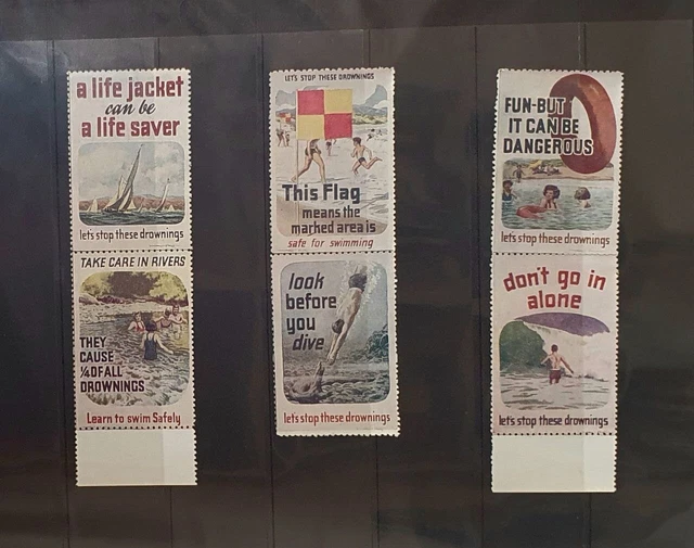 AUSTRALIAN 1960S WATER Safety poster cinderella stamps - unusual $18.00 ...