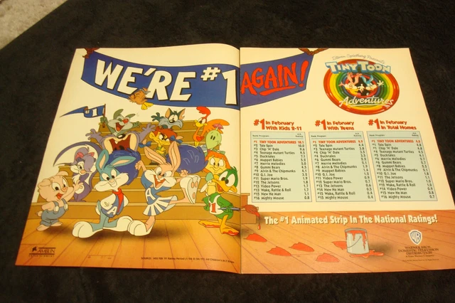 TINY TOONS 1991 Emmy ad "Were #1 Again" Little Beeper Furrball, Plucky ...