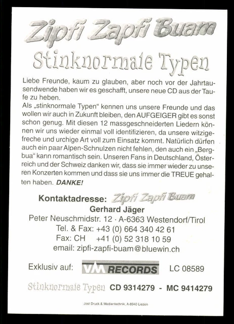 ZIPFI ZAPFI BUAM Autogrammkarte Original Signiert ## BC 48610 EUR 2,49 ...