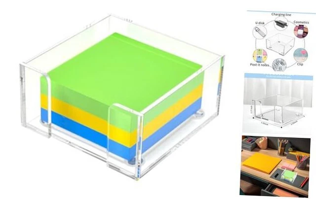 STICKY NOTE HOLDER, Clear Acrylic Notepad Holder for 3" x 3" Sticky ...