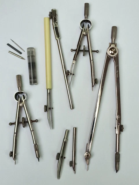 HARLING LONDON STEEL Technical Drawing Instruments Set With Case, Good ...