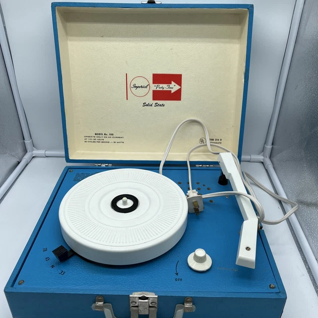 VINTAGE IMPERIAL PARTY Time Record Player Phonograph Model 100 Blue ...