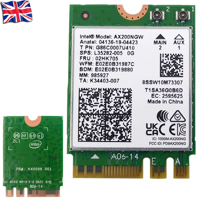 INTEL AX200NGW WIFI 6 Wireless Network Card 802.11ax M.2 Bluetooth 5.2 ...