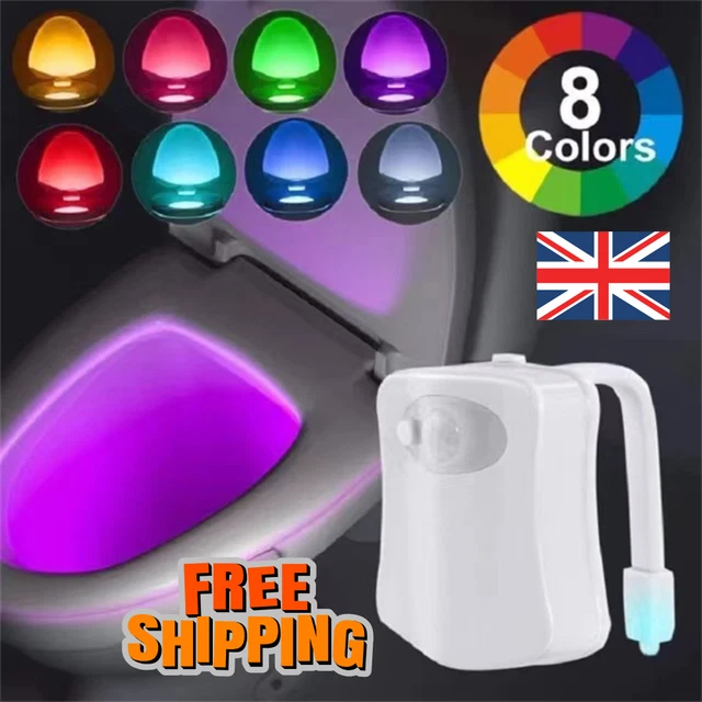 MOTION SENSOR TOILET LED Night Light RGB 8 Color Bathroom Lamp Motion ...