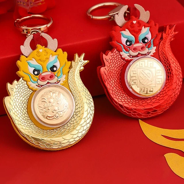 CHINESE NEW YEAR Dragon Year Keychain 2024 Car Key Ring Zodiac Bag ...