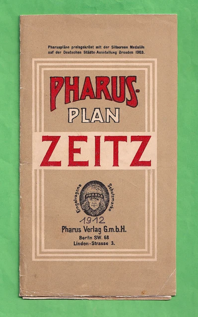ZEITZ , ZEITZER Stadtplan , Pharus Plan , Zeitz von 1912 EUR 58,00 ...