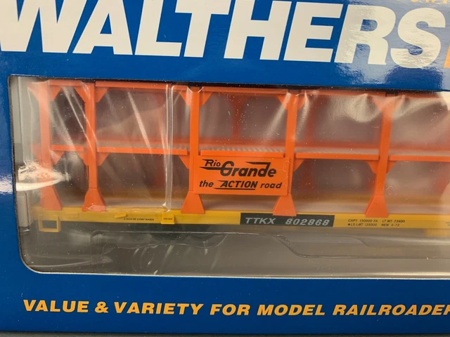 HO WALTHERS MAINLINE 89’ Tri-Level Open Auto Rack Rio Grande #802868 ...