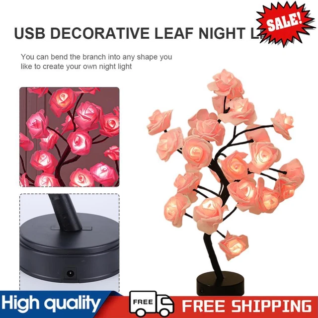 24LED COLORFUL ROSE Tree Light Touch Switch Table Rose Lamp Festival ...