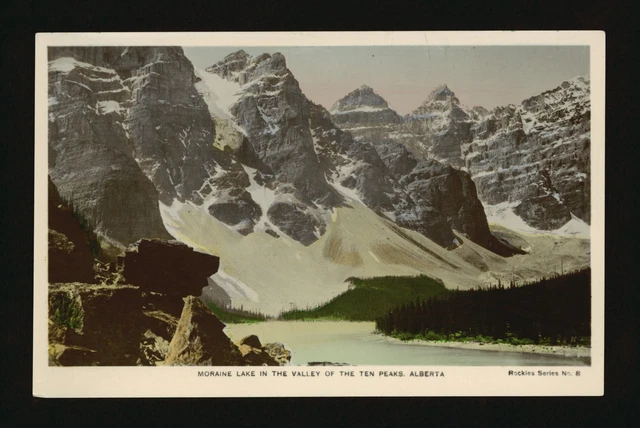 MORAINE LAKE IN the Valley of the Ten Peaks Alberta - view down th- Old ...