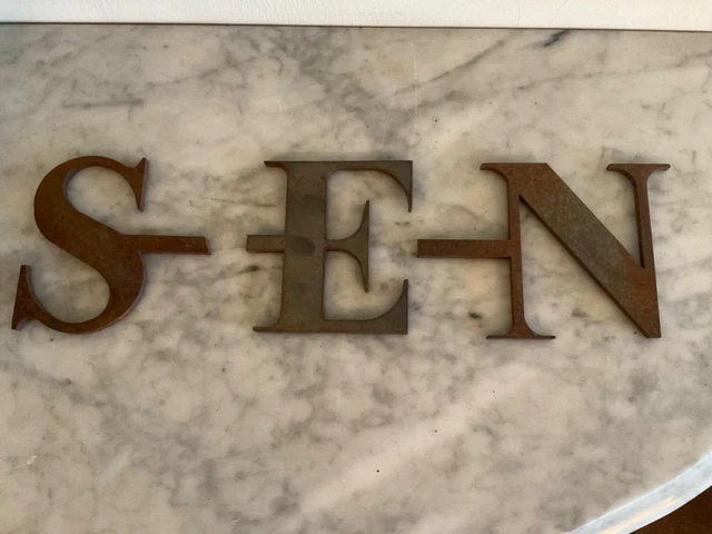 VINTAGE ANTIQUE INDUSTRIAL Cast Metal Letters ENS ESN NES NSE SEN SNE ...