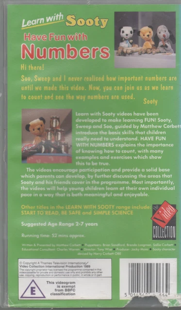 LEARN WITH SOOTY Have Fun With Numbers Vhs Video £10.00 - PicClick UK