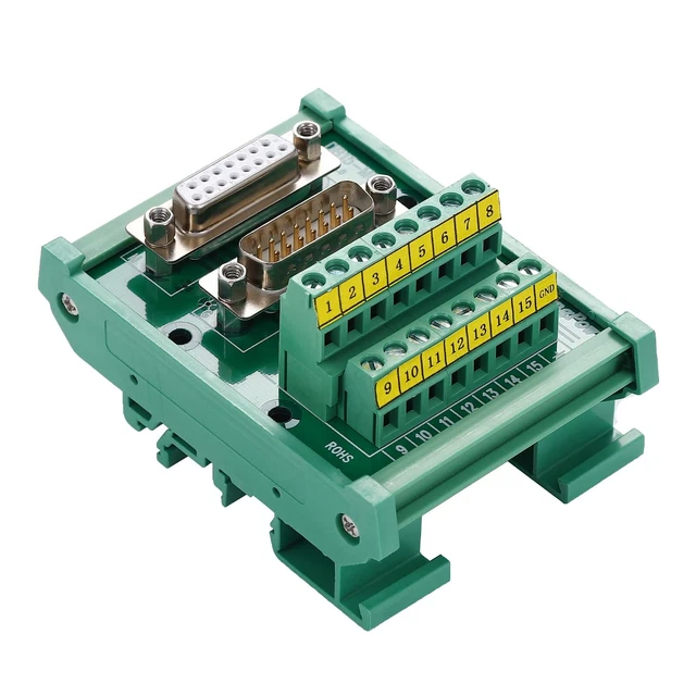JIENK DB15 MALE/FEMALE D-SUB Din Rail Mount Interface Module, RS232 D ...