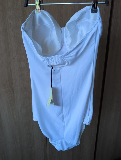 SHAPELY FIGURES WHITE Control Shapewear Bodysuit Bra Size 34F BNWT £12. ...