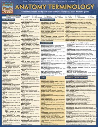 ANATOMY TERMINOLOGY QUICKSTUDY Laminated Reference Guide [QuickStudy ...