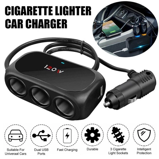 MULTI SOCKET INTERIOR 3 Way Car Adapter Cigarette Lighter Splitter Fast ...