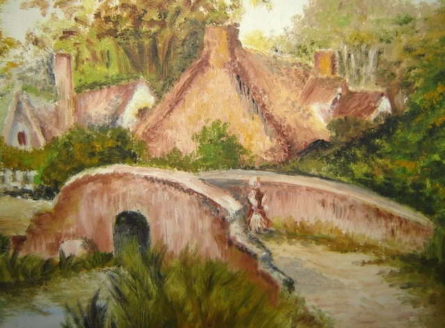 ANCIEN TABLEAU PEINTURE hameau signé jean maillard. EUR 99,00 - PicClick FR