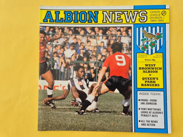 26/1/1985 WEST BROMWICH Albion v Queens Park Rangers Football Programme ...