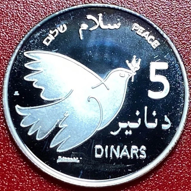 2010 PALESTINE 5 Dinars Silver Proof Essai Dove Peace Pablo Picasso M ...