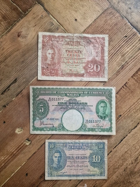 1941X3 MALAYA MALAYSIA Banknotes Collection Job Lot £120.00 - PicClick UK