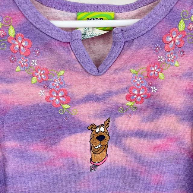 VINTAGE Y2K CARTOON Network Scooby Doo Pink Purple Flower Dress Girls 6 ...