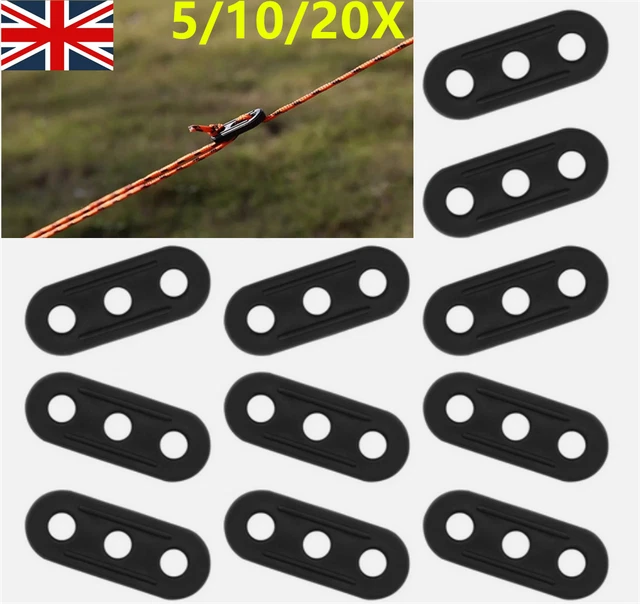 5/20X ROPE TENSIONER 3-Hole Cord Adjuster Plastic Tent Rope Fastener ...