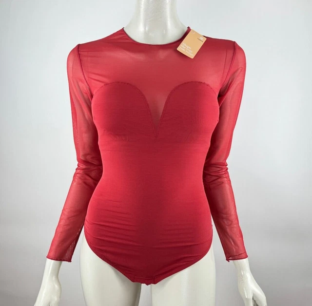 POPILUSH SHAPEWEAR ILLUSION Mesh Long Sleeve Tummy Control Bodysuit ...
